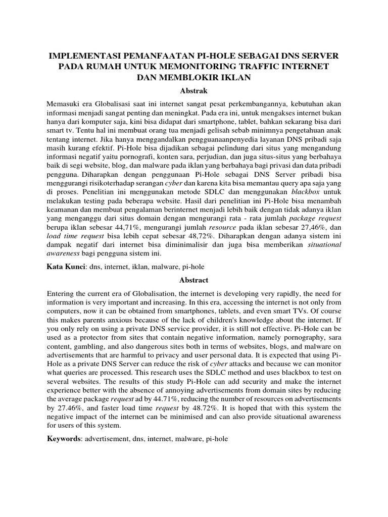 Implementasi Pemanfaatan PI-HOLE Sebagai DNS Server | PDF