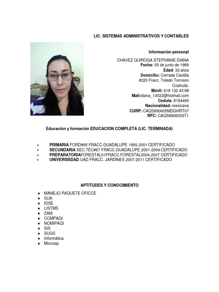 CV Chavez Quiroga Stephanie Diana | Descargar gratis PDF | Jerga ...