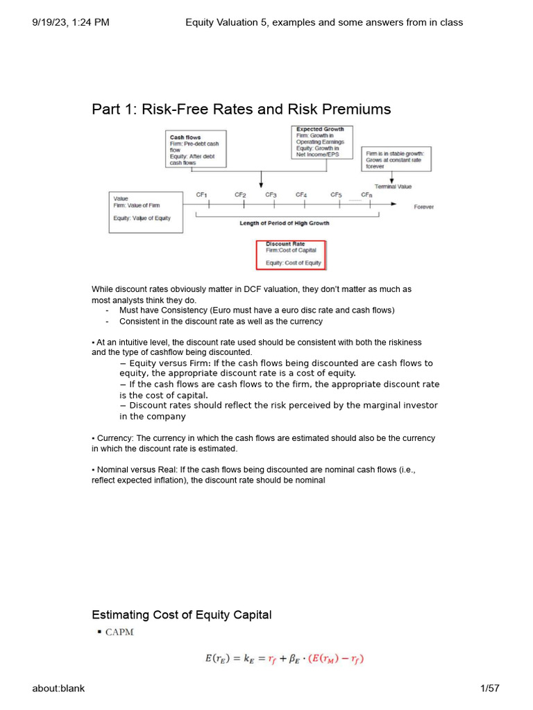 Equity Valuation 5 Examples and Some Answers From in Class | PDF | Cost ...