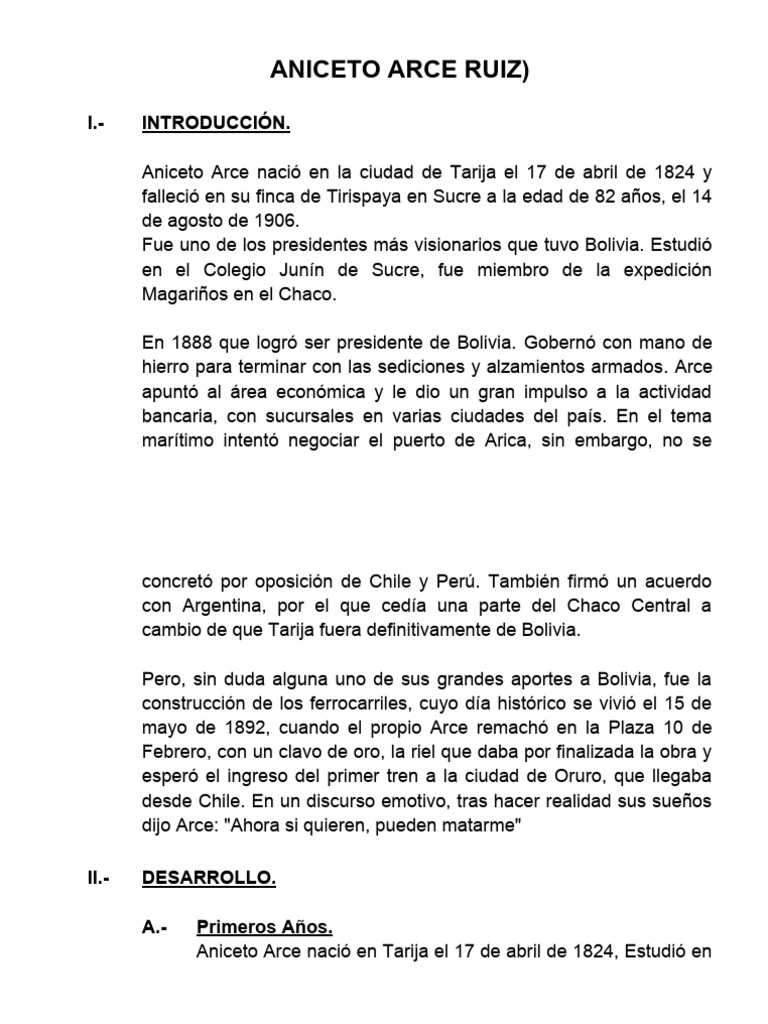 Aniceto Arce Ruiz | PDF
