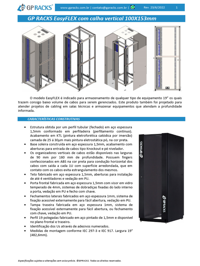 GP RACKS EASYFLEX - RACKS FECHADOS PARA CABEAMENTO COM PORTA DE VIDRO E CALHA VERTICAL ...