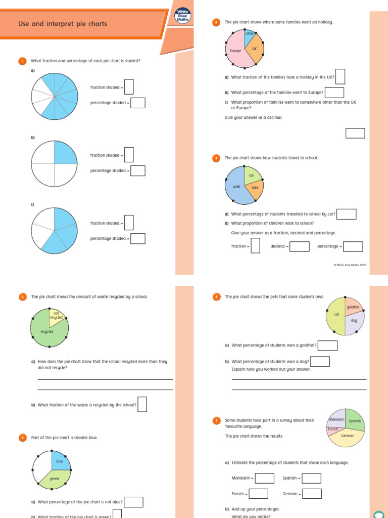 Y7 Autumn Block 5 WO9 Use and Interpret Pie Charts 2019 | PDF ...