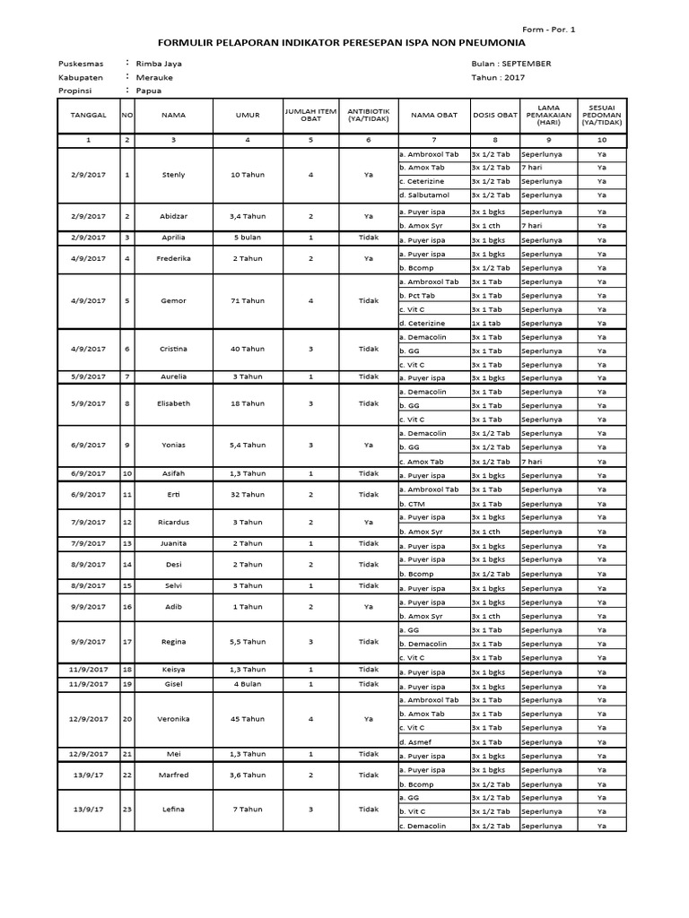 Laporan Obat ISPA dan Diare Puskesmas Merauke | PDF