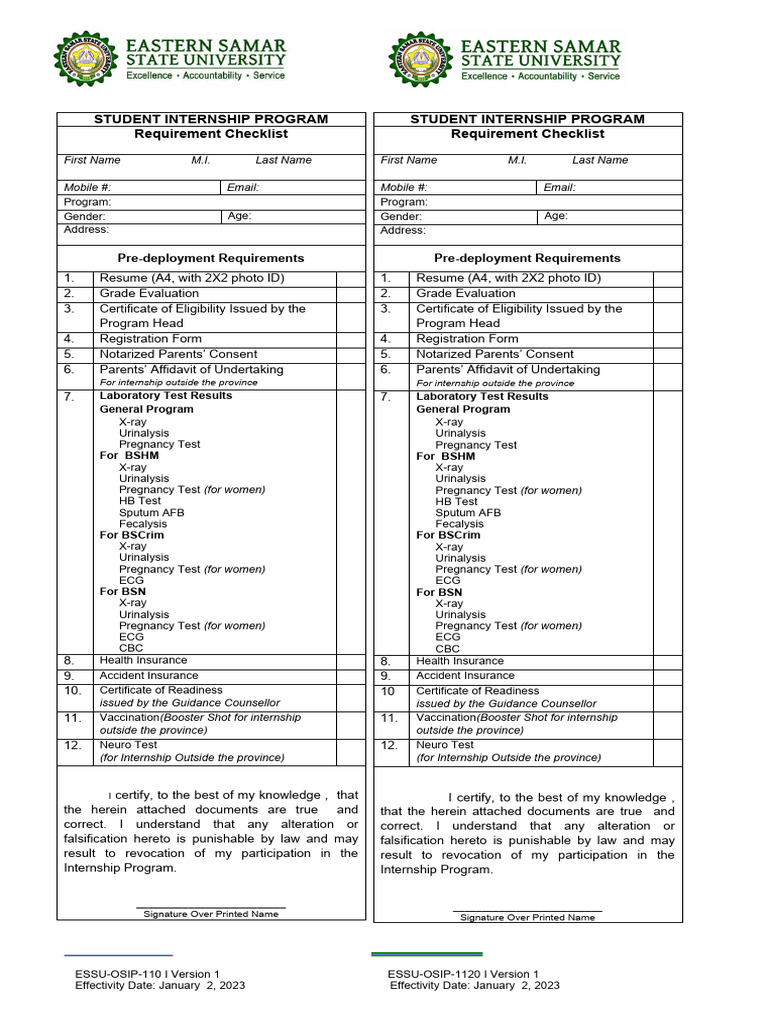 OJT-Requirement-Checklist 1 | PDF | Public Health | Vaccination