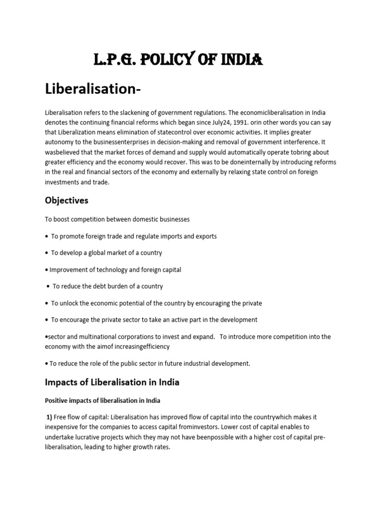 LPG Reforms in India 1 | PDF | Privatization | Globalization