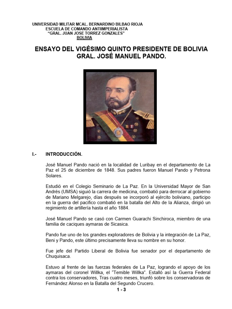 25° Jose Manuel Pando | PDF | Bolivia