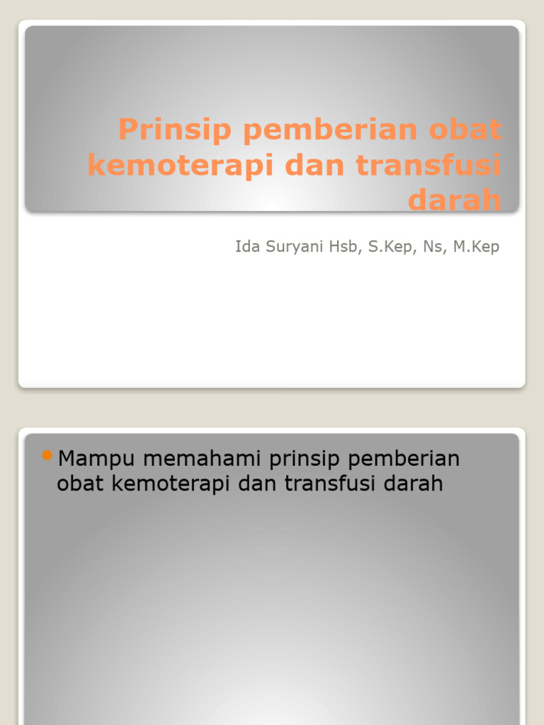 Prinsip Pemberian Kemoterapi dan Transfusi | PDF