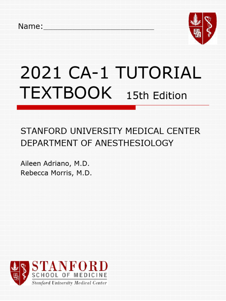 CA1 Tutorial Book FINAL | PDF | Anesthesia | Blood Pressure