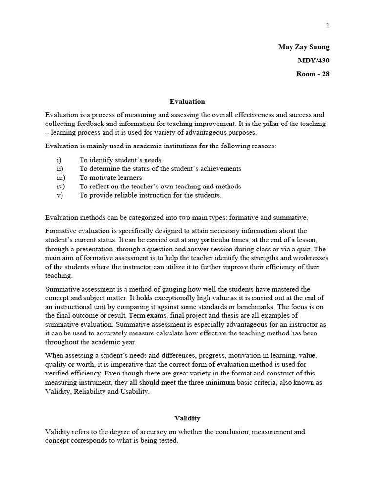 Evalution Finale | PDF | Validity (Statistics) | Educational Assessment