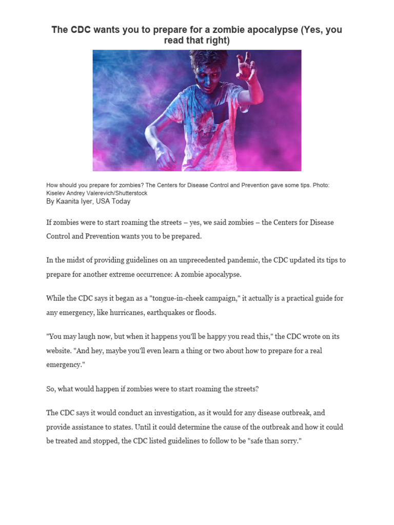 The CDC Wants You To Prepare For A Zombie Apocalypse (Yes, You Read ...