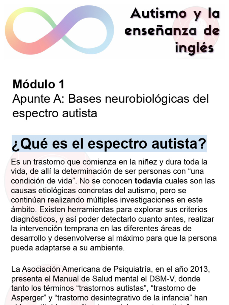 Módulo 1 - Apunte A - Bases Neurobiológicas Del Espectro Autista | PDF | Espectro autista | Sinapsis