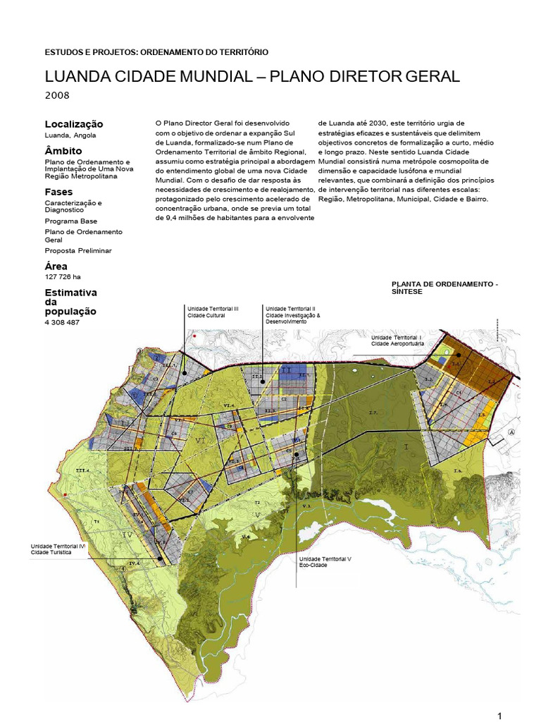 Plano Director Geral Metropolitano de Luanda | PDF | Cidade | Sustentabilidade