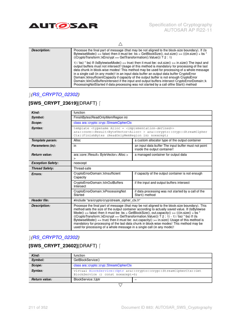 Autosar Sws Cryptography Pages 4 Pdf Encryption Parameter Computer Programming 7334