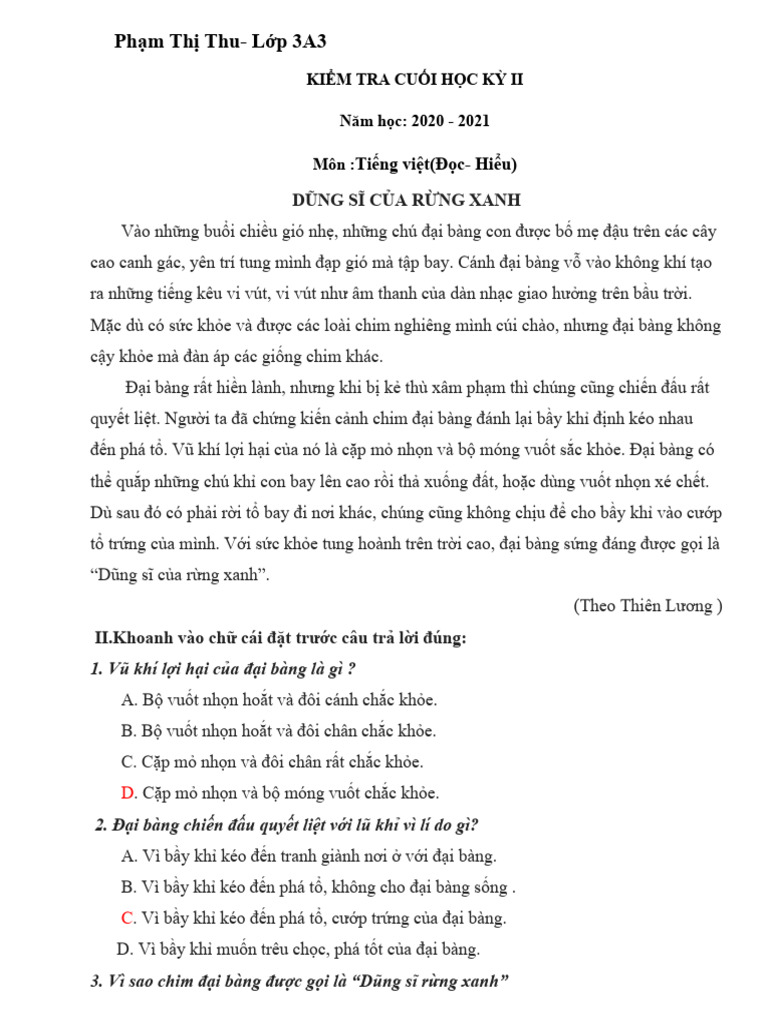 6 Đề KTHKII- 3A3 | PDF