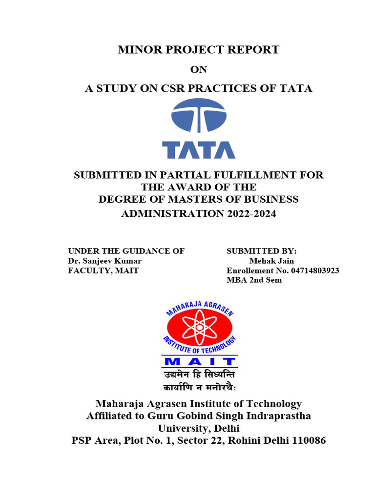 TATA CSR | PDF | Corporate Social Responsibility | Governance