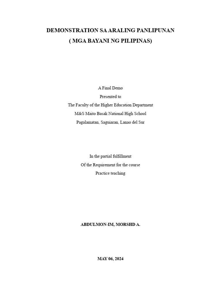 Mga Bayani Sa Pilipinas Lesson Plan | PDF