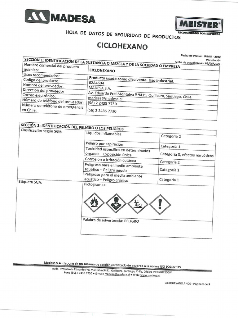 CICLOHEXANO | PDF