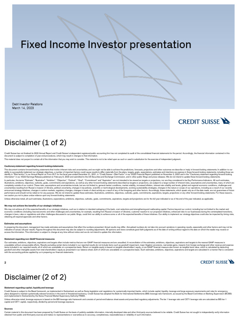 CS 2023 Fixed-Income-Investor-Update | PDF | Financial Capital | Basel Iii