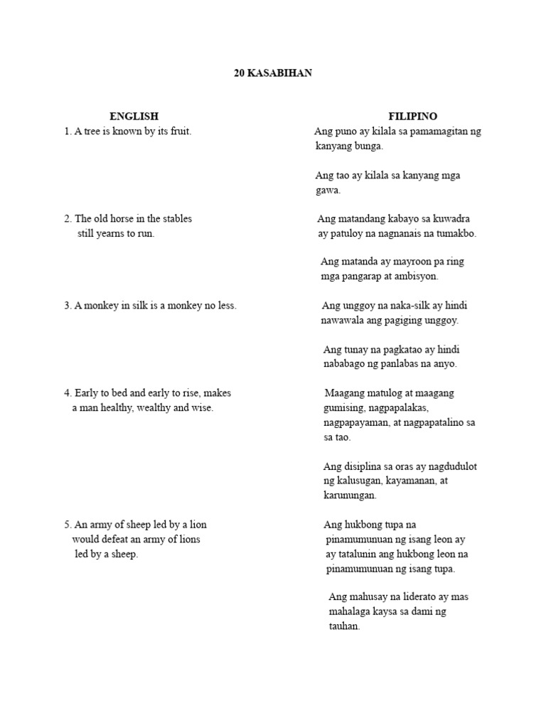 20 Kasabihan | PDF
