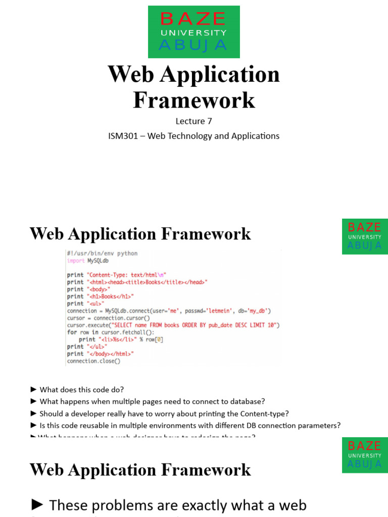Lecture 7 Web App Frameworks | PDF | Web Application | Ruby On Rails