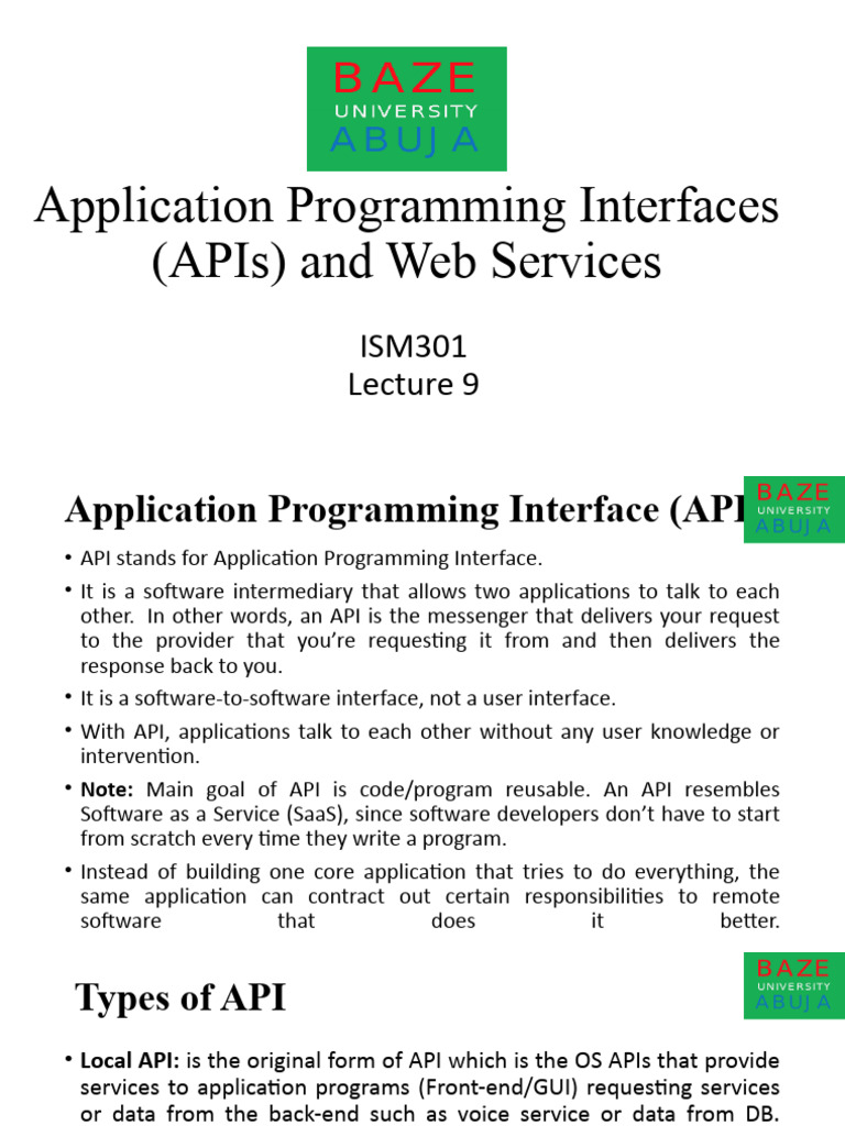Lecture 9 APIs and Web Services | PDF | Web Service | Soap