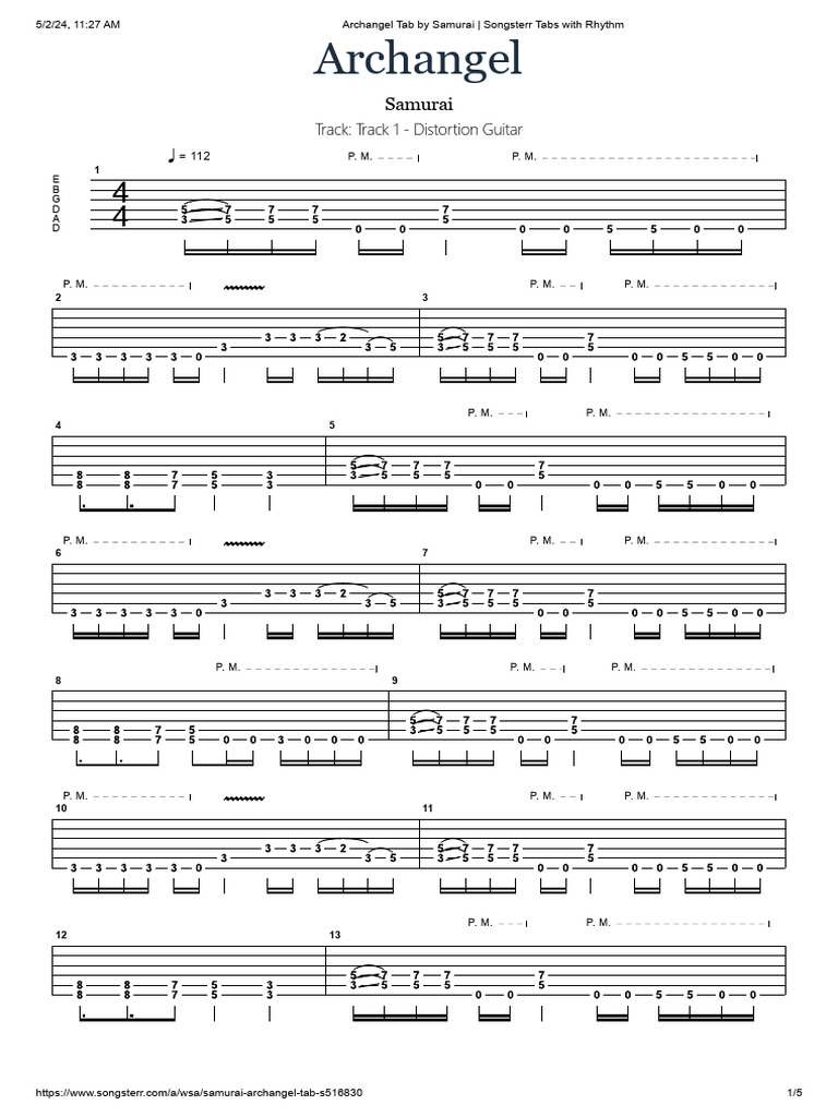 Archangel Tab by Samurai - Songsterr Tabs With Rhythm | PDF