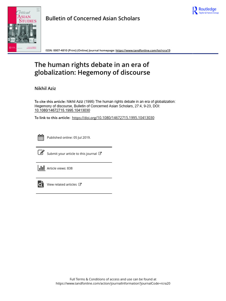 The Human Rights Debate in An Era of Globalization Hegemony of ...