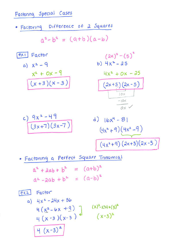 Factoring Special Cases | PDF