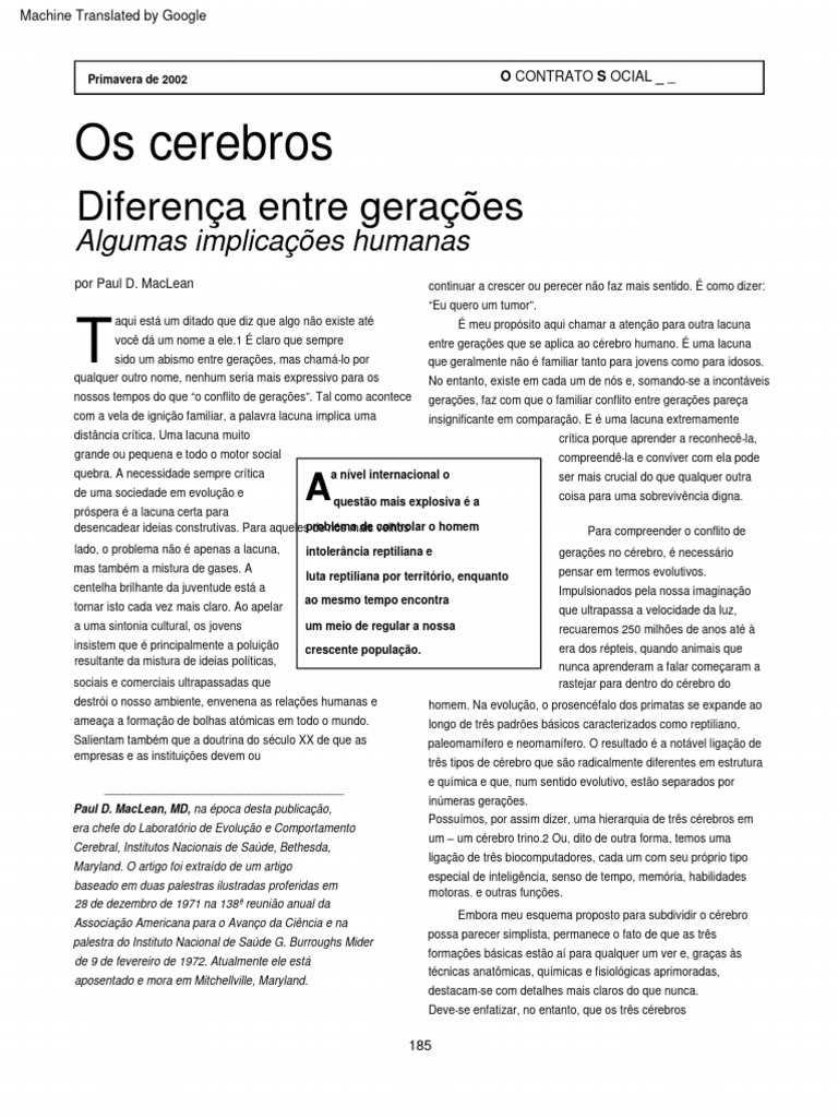 O Cérebro Trino de Paul MacLean | PDF | Cérebro | Córtex cerebral