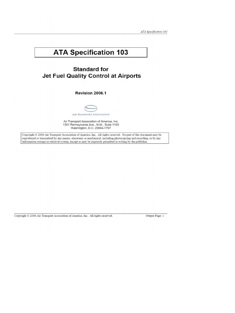 ATA Specification 103 - Filtrypaliwalot... - Filtrypaliwalotnicze-Pl | PDF