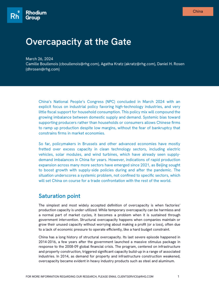 Overcapacity at The Gate | PDF | Capacity Utilization | Exports