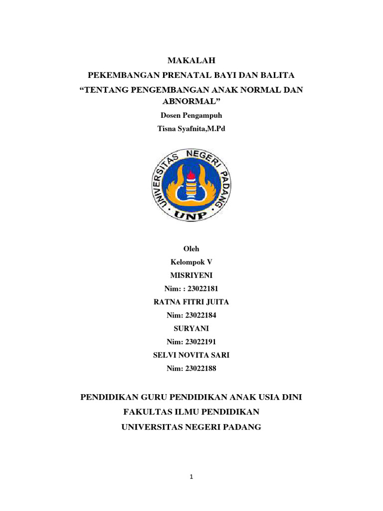 Makalah Kel 5 Perkembangan Abnormal | PDF