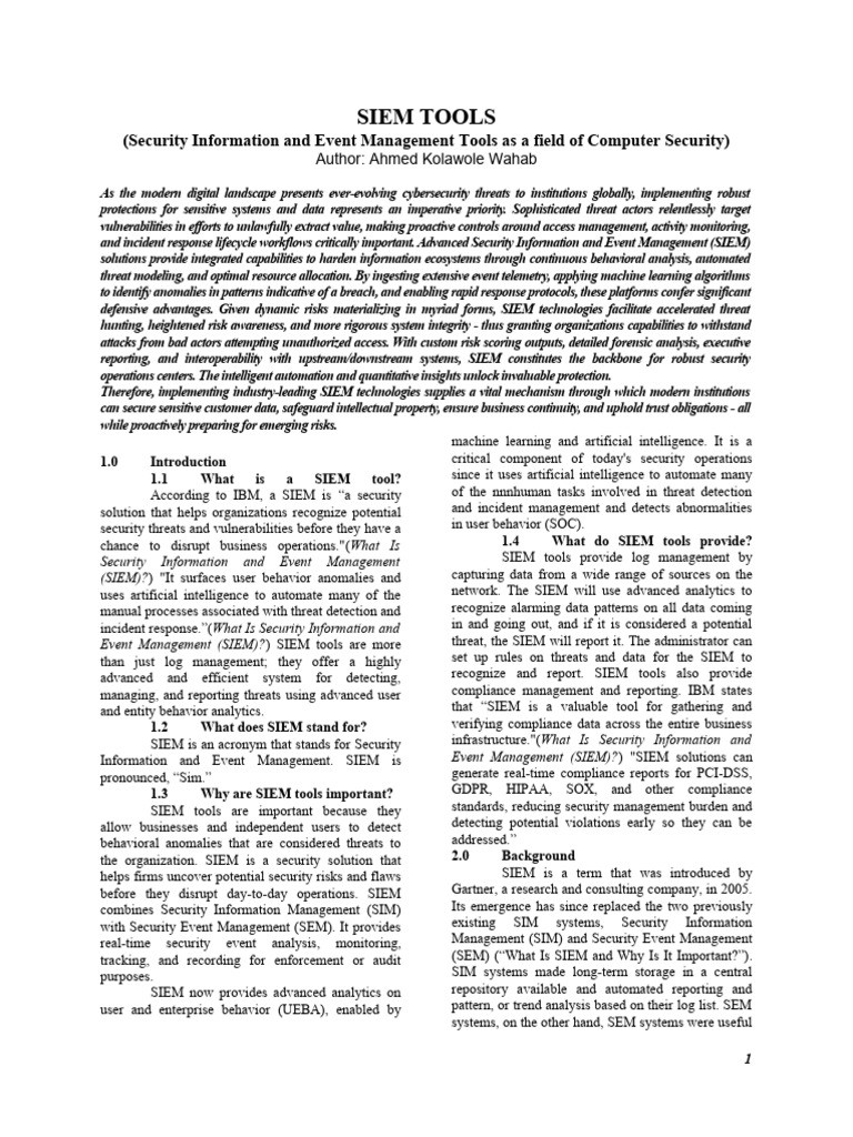 Siem Tools | PDF | Security | Computer Security