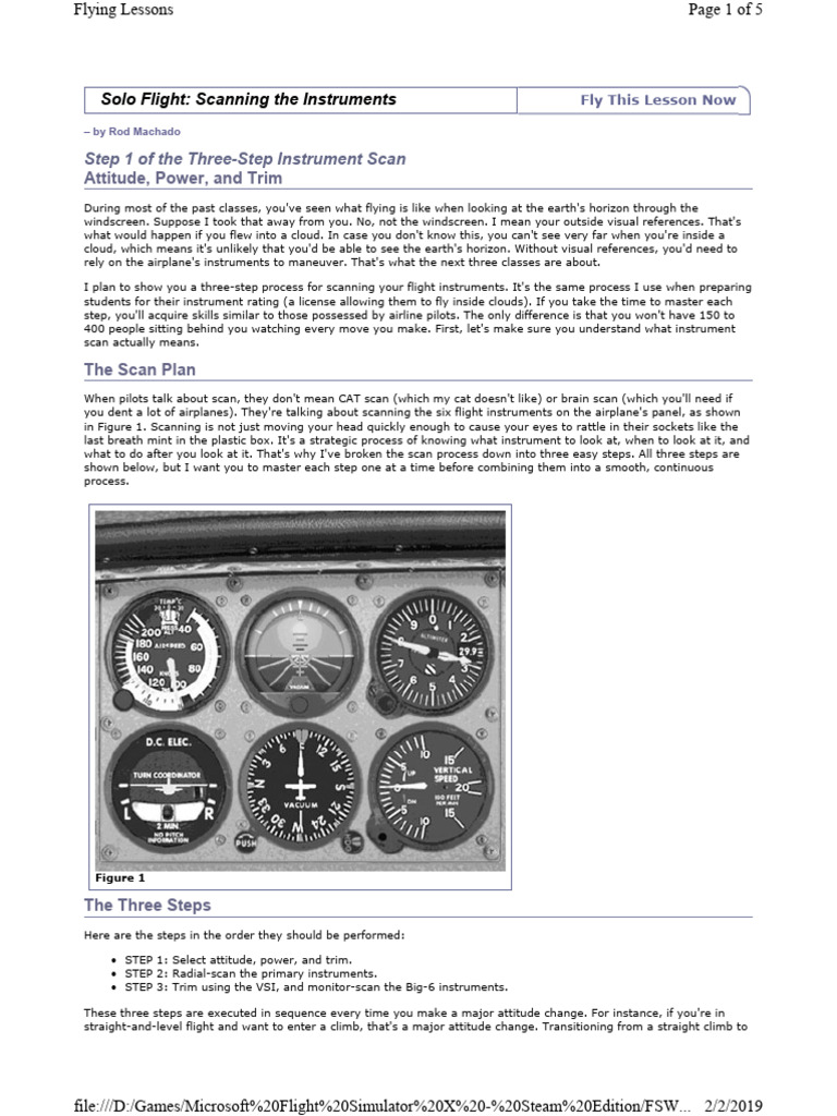 IR - Solo Flight Scanning The Instruments Step 1 | PDF | Airplane | Flight