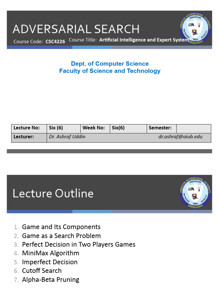 L06 (Adversarial Search) Ori | PDF | Applied Mathematics | Algorithms And Data Structures