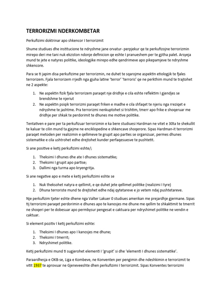 Terrorizmi Nderkombetar | PDF