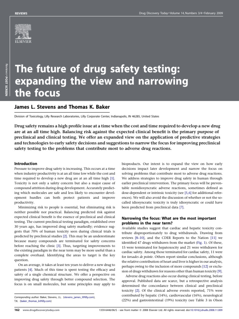 Stevens, Baker - 2009 - The Future of Drug Safety Testing Expanding The ...