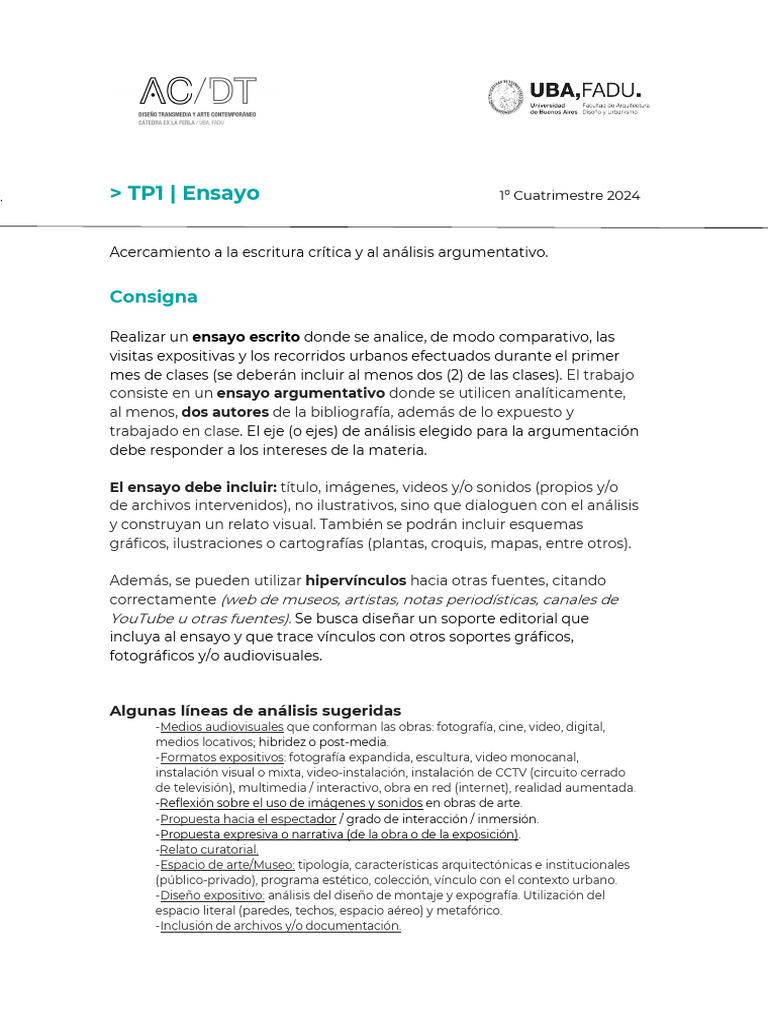ACDT Consigna tp1 1C2024 | PDF | Ensayos