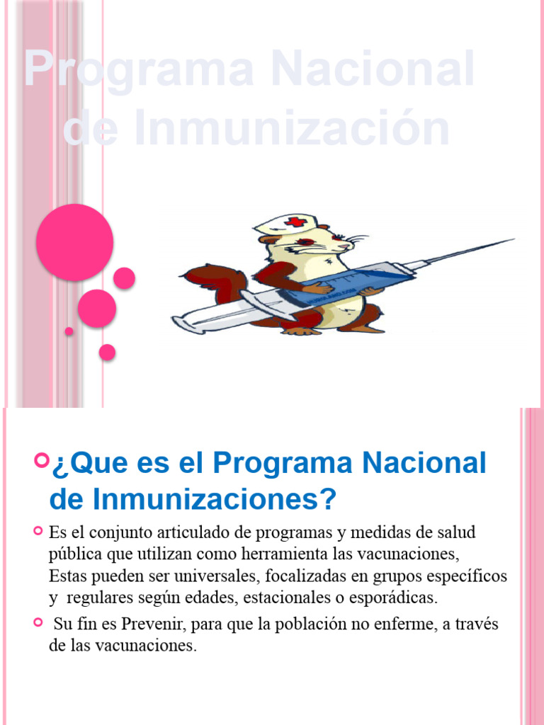 Programa Nacional de Inmunización: Prevención y Beneficios | PDF