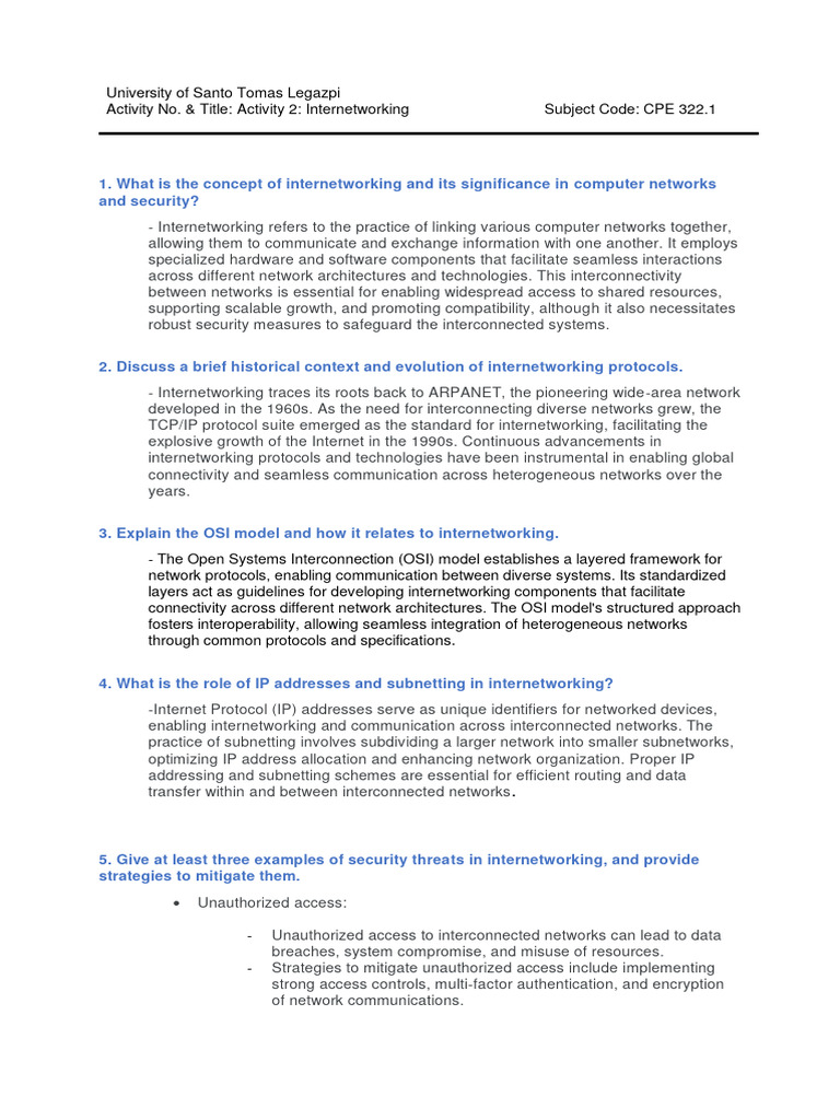 Internetworking Concepts and Security | PDF | Computer Network | Osi Model