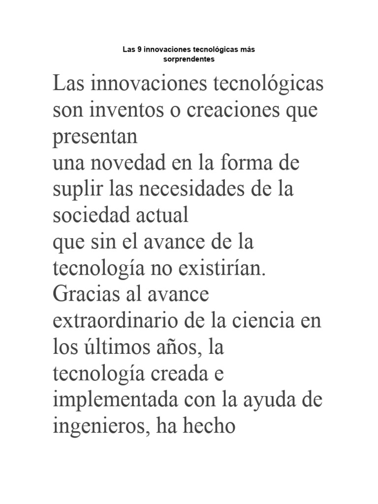 Las 9 Innovaciones Tecnológicas - EMPRENDIMIENTO | PDF | Internet ...