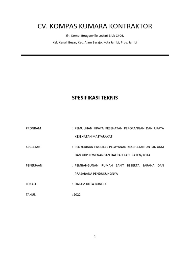 Spesifikasi CV. Kompas | PDF