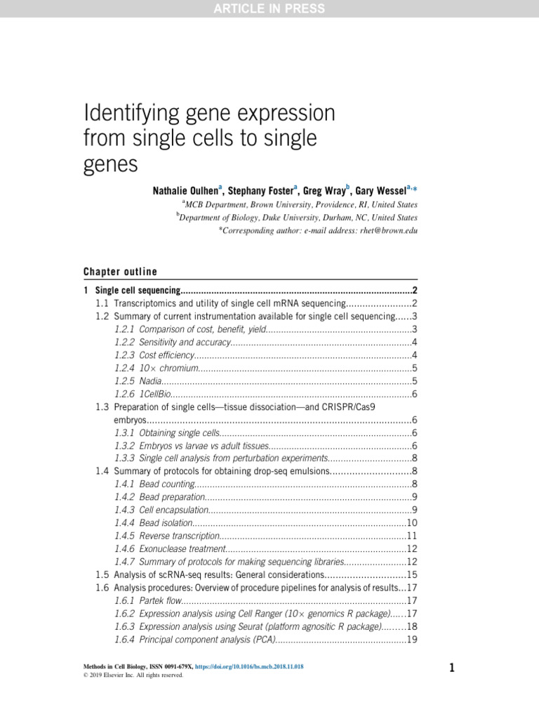 Oulhen et al. - 2019 - Identifying gene expression from single cells to single genes | PDF | Dna ...