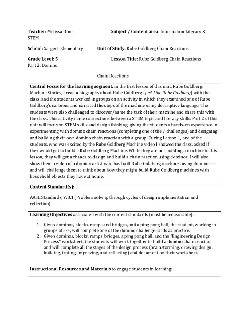 A 2 Goldberg Chain Reactions | PDF | Learning | Cognition