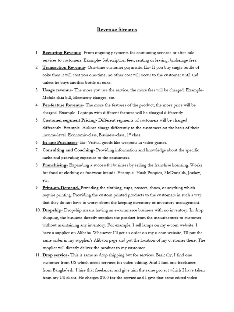Revenue Streams and Revenue Projections For Database. | PDF | Marketing ... Revenue Streams and Revenue Projections For Database. | PDF | Marketing ...