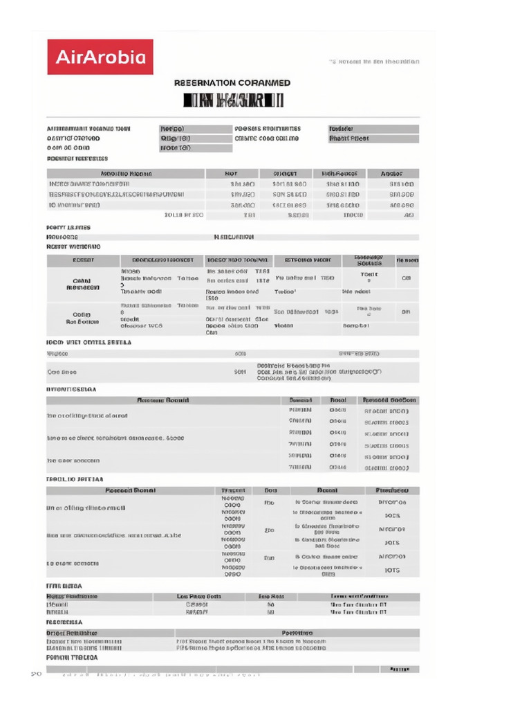 Air Arabia Ticket | PDF
