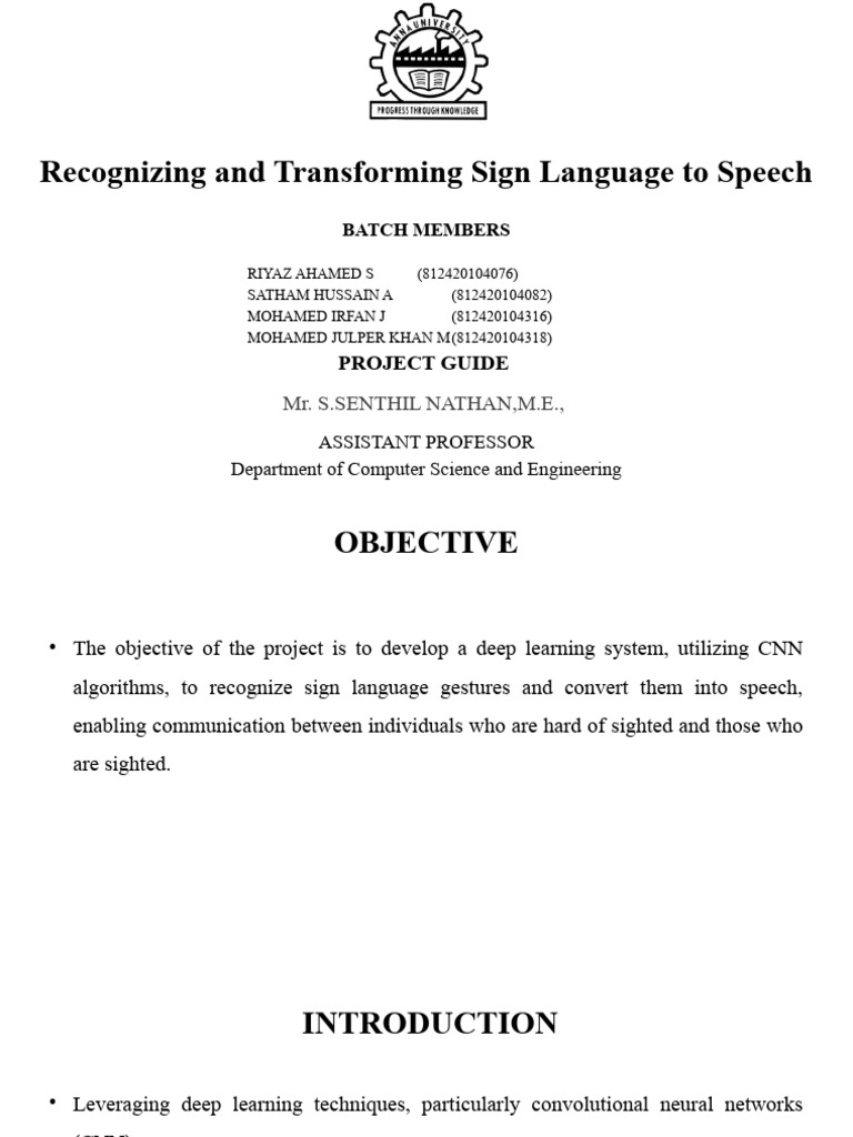 Sign Language to Speech Conversion System | PDF | Deep Learning | Image ...