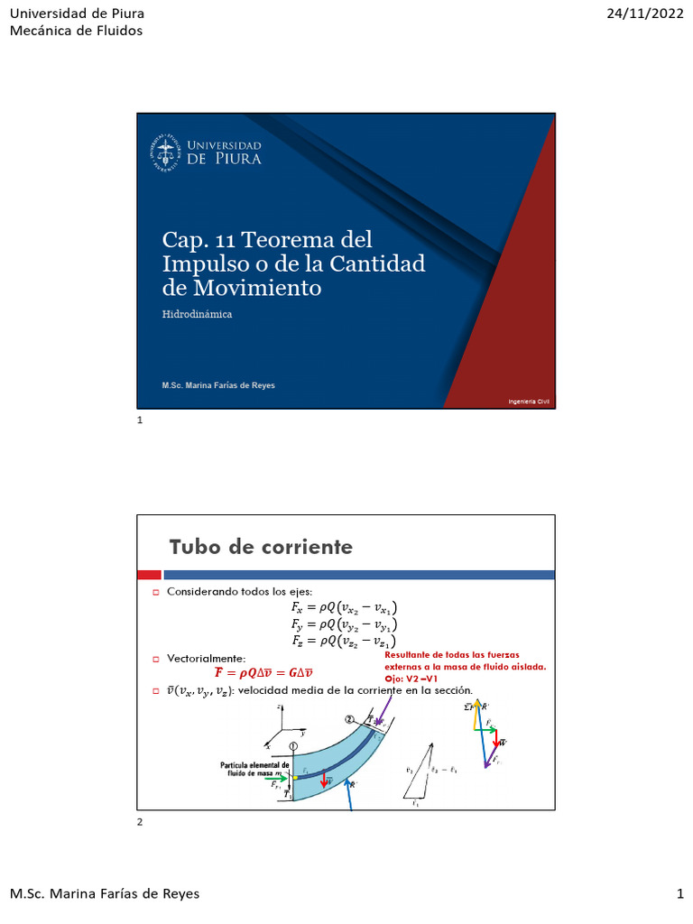 Teorema del Impulso en Mecánica de Fluidos | PDF | Turbina | Fricción