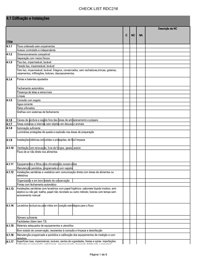 Check List - RDC 216 Preencher | PDF | Embalagem e rotulagem