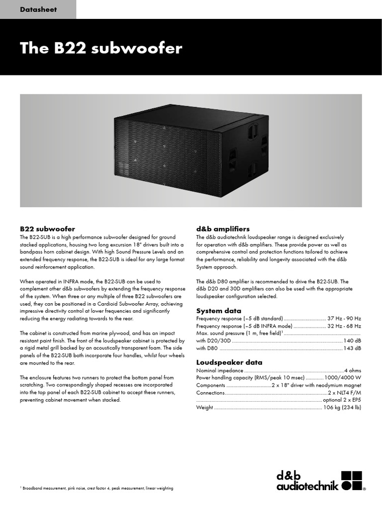 dbaudio-datasheet-b22-subwoofer | PDF | Loudspeaker | Sound Production